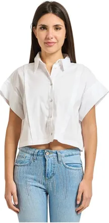 iBlues Femme, Blouses et Chemises, Blanc, Taille: 36 FR Cropped Shirt