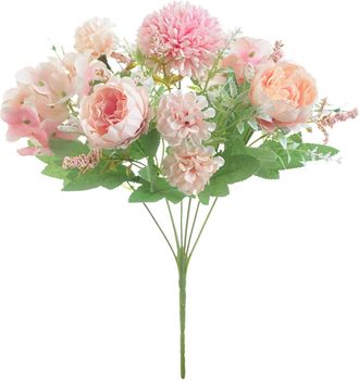 Generic Künstliche Pfingstrosen-Blumen-Simulations-Rosen-Hochzeitssträuße Gefälschte Blumen-Rosen-Blumen-Seidenblumen-handgebundener Blumenstrauß Rosa Christr