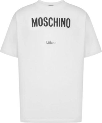 Moschino unisex, Tops, Blanc, Taille: 2XL T-shirt en jersey de coton imprim&eacute;