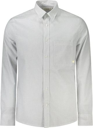 Calvin Klein Homme, Chemises, Blanc, Taille: S Chemise &agrave; Rayures avec Col Italien