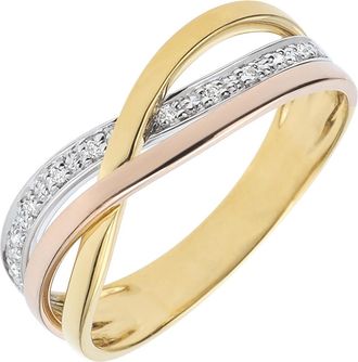 Edenly Ring Saturn Diamant - Dreierlei Gold - 10 Diamanten - 9 Karat