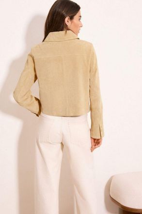 Lipsy Lederjacke Lipsy Jacke mit Kragen und Doppeldruckknopf (1-St)