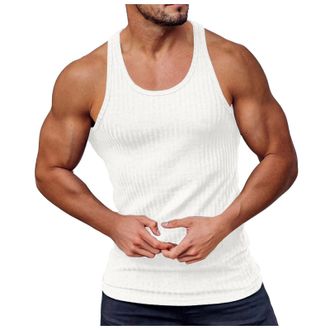 Generic Tanktop Herren Gym, Tank Top Herren Sommer Freizeit, &Auml;rmelloses Muskelshirts Entspannte Passform Einfarbig Tanktops M&auml;nner R&auml;gershirt Locker Achselshi