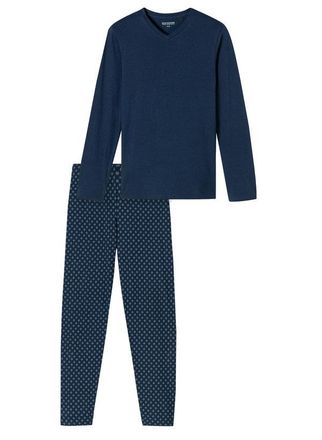 Schiesser Herren Pyjama blau Reine Baumwolle Gemustert