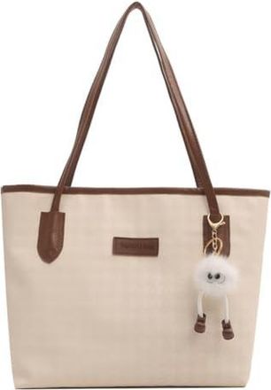 Generic Sac cabas en cuir pour femme avec pendentif - Sac l&eacute;ger et tendance pour le quotidien et les loisirs - Grand sac &agrave; main au design moderne, caf&eacute;