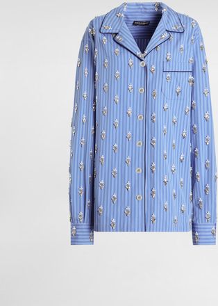 Dolce & Gabbana Cotton Shirt With Flower Embroidery - Frau Blusen Und Tops Mehrfarbig 44