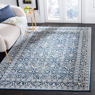 Safavieh Traditionell Teppich f&uuml;r Wohnzimmer, Esszimmer, Schlafzimmer - Brentwood Collection, Kurzer Flor, Marineblau und Hellgrau, 91 X 152 cm