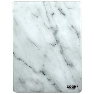 COOK CONCEPT Cook Concept KD3348 Schneidebrett aus geh&auml;rtetem Glas, rechteckig, Marmor-Effekt, Wei&szlig;/Grau, H 0,4 x 30 x 40 cm