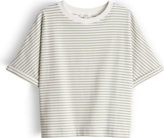 OPUS Kurzarmshirt Gestreiftes T-Shirt aus BCI Cotton Mix Slim Fit Figurbetonter Schnitt, kontrastfarbene Rippb&uuml;ndchen