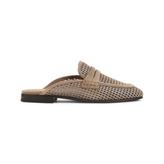 Brunello Cucinelli Femme, Chaussures, Beige, Taille: 39 EU Mules en maille scintillante en cuir