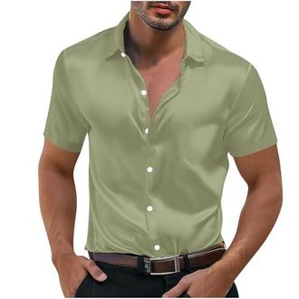 Generic Chemise &agrave; manches courtes pour homme - Chemise d&eacute;t&eacute; unie classique confortable et l&eacute;g&egrave;re - Col rabattu - Anti-plis - Respirante - D&eacute;contract&eacute;e - Bouto