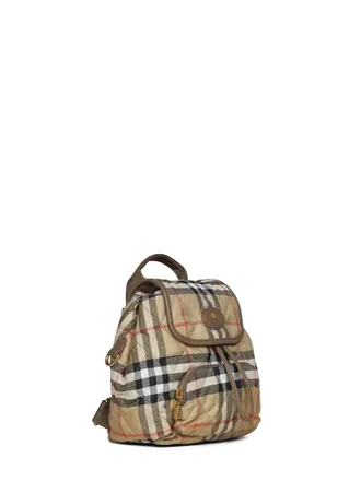 Burberry Womens Mini Backpack Horseshoe Sand Beige Polyamide Backpacks
