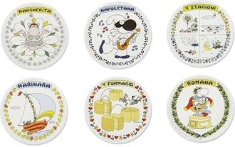 Excelsa Mordillo Set mit 6 Pizzatellern aus Porzellan, verziert mit Figuren, 30,5 cm