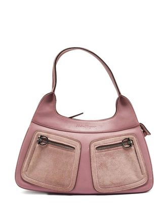Ferragamo sac porté épaule en daim à poche Gancini - Rose