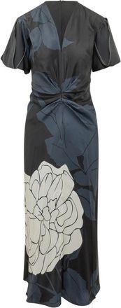 Victoria Beckham Femme, Robes, Bleu, Taille: 40 FR Robe Midi Drap&eacute;e