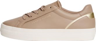Tommy Hilfiger Damen Vulcanized Sneaker Foxing aus Leder, Beige (Coastal Taupe), 37