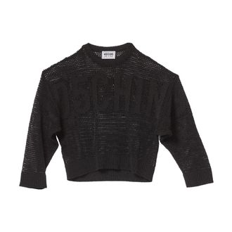Moschino Logo Mesh Pullover Schwarz - - Knitwear - Damen - Schwarzk - S