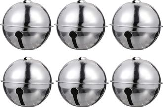 Milisten Christbaumschmuck 6Pcs Weihnachten Jingle Bells Metall Bellsround Glocken Farbige Weihnachten Glocken f&uuml;r Baum Urlaub DIY Dekorationen Silber 6X6X6CM 