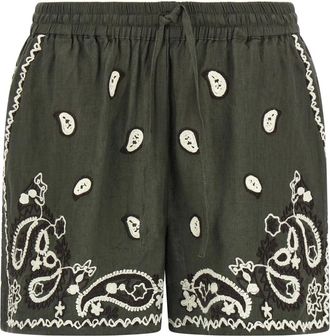 P.A.R.O.S.H. P.a.r.o.s.h., Femme, Shorts, Vert, Taille: 36 FR Beach26 Linen Shorts