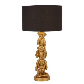 Searchlight home24 Tischleuchte Wise Monkeys 28 x 42 x 8cm Gold Kunstharz E27