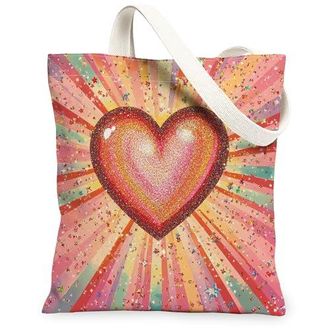 Generic Sacs fourre-tout en toile scintillante en forme de coeur, motif amour paillet&eacute;, sacs d&eacute;picerie, sacs d&eacute;picerie r&eacute;utilisables, color&eacute;s, amusants, l&eacute;ger