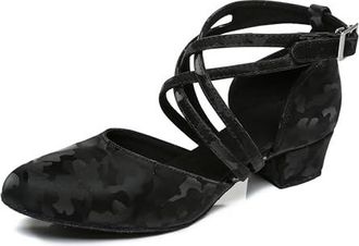 Minitoo Chaussures Sport Danse pour Femme Fermé Fête Soirée Escarpins L457 Noir 3.5cm Talon EU 39.5