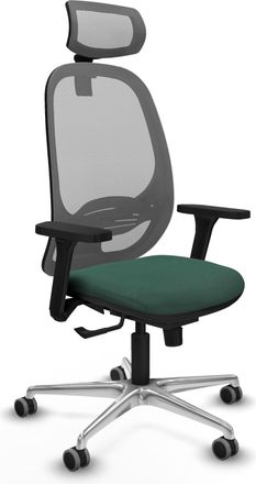 Piqueras y Crespo Schreibtischstuhl mit 3D-Armlehnen, h&ouml;henverstellbare Lendenwirbelst&uuml;tze und h&ouml;henverstellbares Kopfteil, neigbar, Grau/Flaschengr&uuml;n