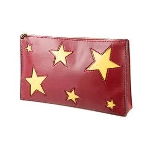 Stella McCartney Yellow Star Motif Red Leather Pouch