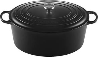 LE CREUSET Le Creuset Cocotte Signature en Fonte Émaillée avec Couvercle, 40 cm, Ovale, 13,9 L, 10,025 kg, Noir Mat, 21178400000430