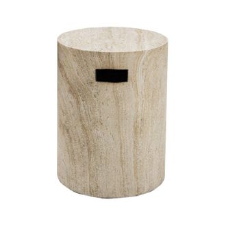 DRAWER Drawer - Tabouret effet travertin &oslash;35cm - Beige - radom