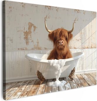 MuchoWow © Leinwand 80x60 cm Deko Schlafzimmer Aesthetic Leinwandbilder Badezimmer WC Toilette Gemälde Foto Geschenk Living Room Decoration Giraffe - Wilde Tie