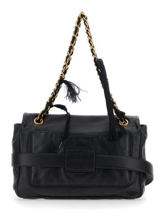 Balenciaga Womens Black Crossbody Bag With Logo Plaque Calf Shoulder
