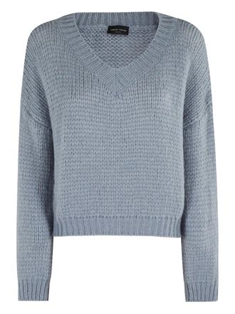 Roberto Collina pull en alpaga mélangé à col v - Bleu