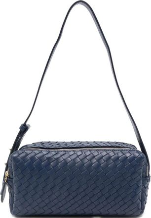 Elleme Elleme, Femme, Sacs, Bleu, Taille: ONE Size Trousse en cuir tress&eacute;