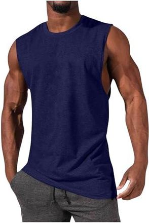 Generic D&eacute;bardeur &agrave; manches courtes pour homme - Maillot de corps extensible et confortable - En coton - Coupe droite - Pour entra&icirc;nement - Bodybuilding - Fit