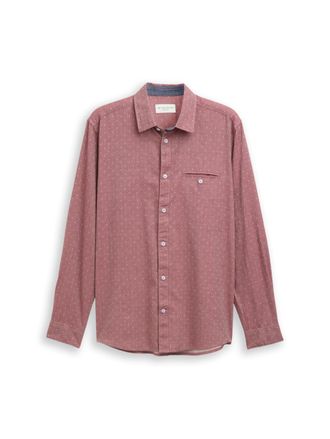 Tom Tailor Herren 1048440 Regular Fit Hemd mit Brusttasche, 38958-Red Dobby Structure, L