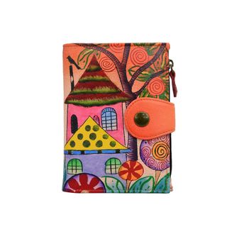 Anuschka Damen Womens Hand Painted Leather Ladies Wallet Handgemaltes Original-Kunstwerk, Village of Dream