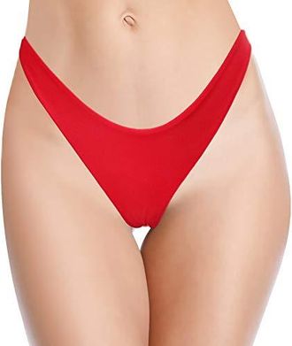 SHEKINI Femme Maillot de Bain Bikini Brésilien Bas de Bikini Thong Swim Trunks Taille Basse String Tanga Bas de Maillots Sexy Bas de Bikini de Plage (M, Rouge