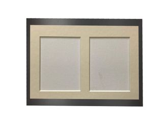 Frames by Post Frames by Post H7 Bilderrahmen mit langem Passepartout, Black Frame and Ivory Multi Mount, 9 X 7 Inch with Mount for Two 5 X 3.5 Inch