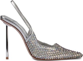 Le Silla Femme, Chaussures, Gris, Taille: 37 1/2 EU Slingback gioiello Scollo quadrato Tacco a stiletto 120 mm