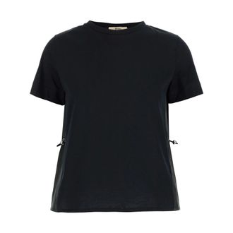 Herno Femme, Tops, Noir, Taille: 40 FR T-shirt en jersey de coton chic et taffetas techno nouveau