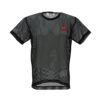 Comme Des Gar&ccedil;ons Homme, Tops, Noir, Taille: L Mesh logo-patch T-shirt