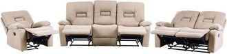 Beliani 6-Sitzer Sofa Set Beige Stoffbezug Manuell Verstellbar mit Liegefunktion Fu&szlig;teil Armlehnen Modern Wohnzimmer 2 Sofas und 1 Sessel