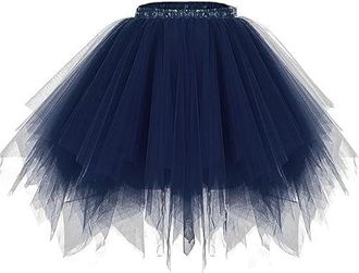 Dresstells Jupon Jupe Ballet Tutu Court en Tulle Couleurs vari&eacute;es, Bleu Marine XL