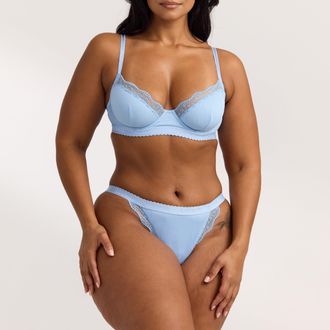Lounge Ribbed Balcony Soutien-Gorge - Bleu - 100 / DD