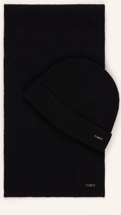 HUGO BOSS Set Florido: Schal Und M&uuml;tze schwarz