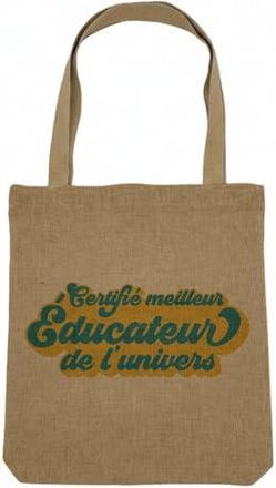 Fabulous Sac Shopping Tote Bag Aspect Lin - Certifi&eacute; meilleur Educateur de lunivers Educateur Sp&eacute;cialis&eacute; - Sac de Courses Toile Epaisse 360g Beige Naturel Caba