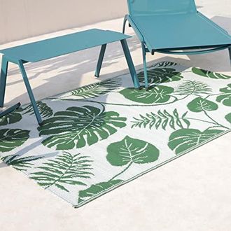 Red Deco AMAZONIE Wendbarer Outdoor/Indoor Teppich, 180 x 120 cm, Grün/Weiß