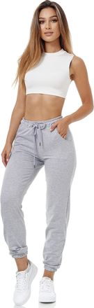 Tazzio Damen Jogginghose Trainingshose Regular Fit Sporthose Jogging Sport Freizeit Hose F300 (XXL, Grau)