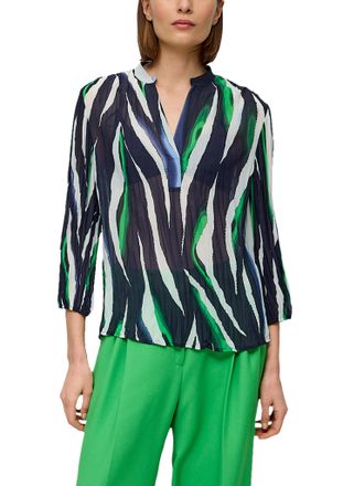s.Oliver Black Label Damen 2142606 Bluse Langarm, blau|Mehrfarbig 59A2, 46
